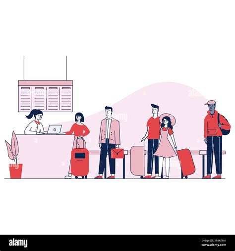 Queue Line Waiting Departure Stock Vector Images Alamy