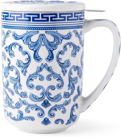 Amorarc Porcelain Tea Mug With Infuser And Lids 18 Oz Tea Cup Strainer