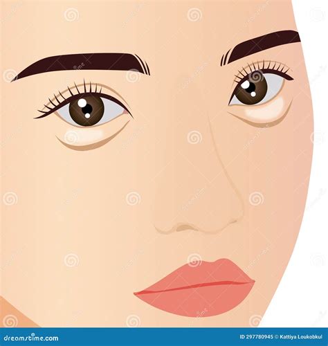 Puffy Eye Bag Close Up Of Aging Woman`s Face Illustration
