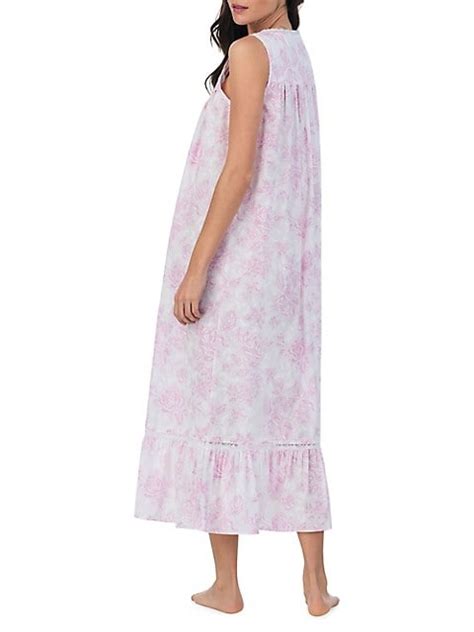 Rose Print Sleeveless Midi Nightgown