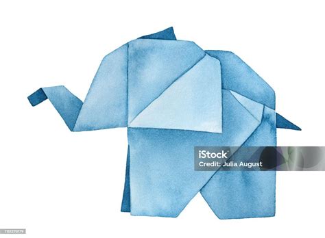 종이 접기 코끼리 수채화 물감 그림을 산책 하나의 단일 오브젝트 측면 뷰 지혜 인 내 힘의 표시 창조적인 디자인을 위한 수 제 물 색깔 그래픽 회화 컷아웃 클립 아트 요소