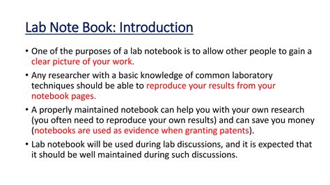 maintaining lab note book pptx chemistry science