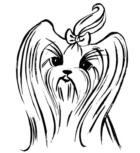 손으로 선 그리기로 도가 요크셔 테리어 그래픽 그리기의 스케치의 벡터 일러스트 레이 션 프리미엄 벡터