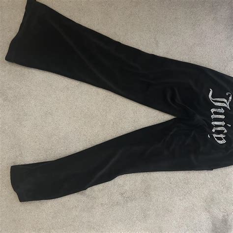 Black Juicy Couture Flared Trousers With Rinestone Back Depop