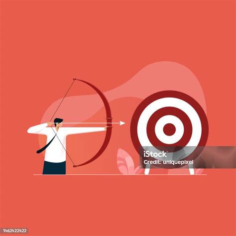 목표물을 향해 화살을 조준하고 쏘는 사업가 비즈니스 도전 성취 마케팅 개념 주목 결심에 대한 스톡 벡터 아트 및 기타 이미지