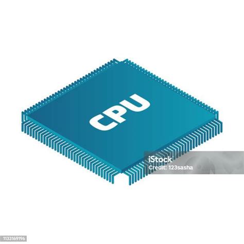 Isometric Cpu Micro Chip Color Vector Image Stock Illustration Download Image Now Blue Cpu