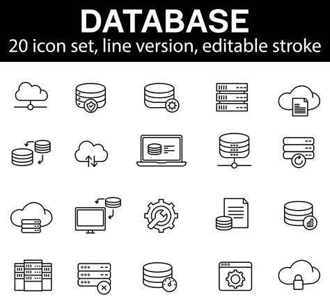Database Line Icons Editable Stroke 25502275 Vector Art At Vecteezy