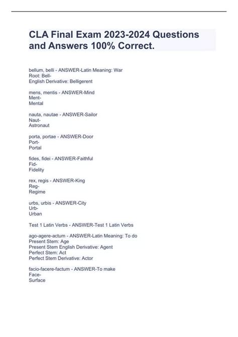 CLA Final Exam Questions And Answers Correct CLA Stuvia US