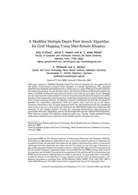 Pdf A Modified Multiple Depth First Search Algorithm For Grid Mapping