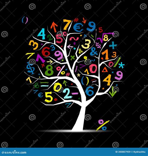Art Tree With Math Symbols For Your Design Stock Vector Illustration