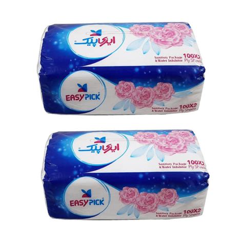 قیمت و خرید دستمال کاغذی 100 برگ ایزی پیک مدل گل بسته 2 عددی