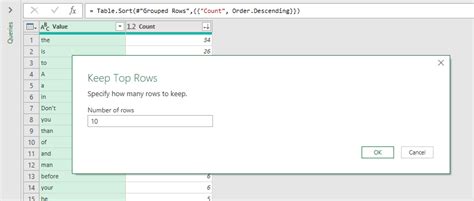 find the most repeated word in a data set using power query xl n cad