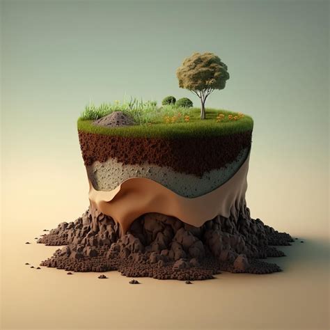 Un Pedazo De Tierra Con Un árbol En él Foto Premium