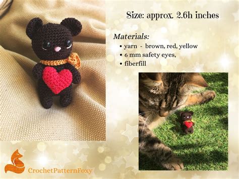 Bear Crochet Pattern Pdf Amigurumi Small Brown Bear Pattern Etsy
