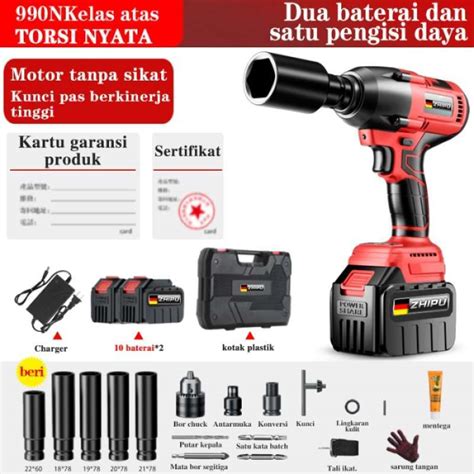 Promo Promo Cordless Impact Wrench Zhipu Baterai Lithium Electric