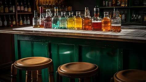 Premium AI Image A Bar With Many Bottles Of Alcohol On It Including