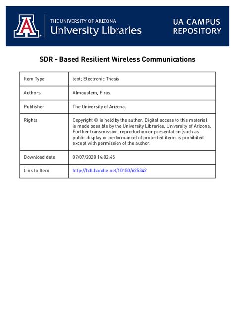 Pdf Sdr Based Resilient Wireless Communications