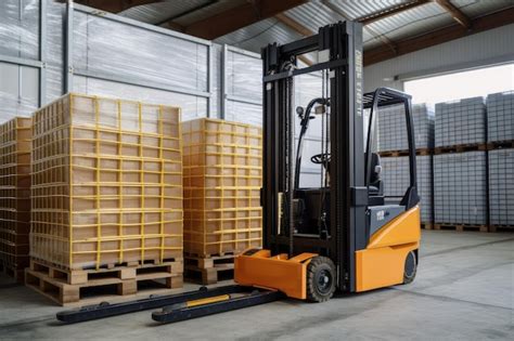 Premium AI Image Robot Loading Heavy Boxes Into Shipping Container Using Builtin Forklift