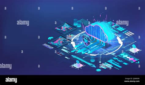 Cloud Storage And Big Data Computing In Isometric Blue Web Banner Stock Vector Image Art Alamy