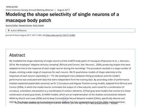 Pdf Modeling The Shape Selectivity Of Single Neurons Of A Macaque Body Patch