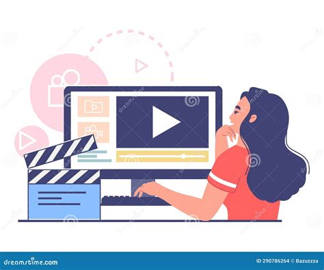 Young Woman Motion Designer Creating Animated Video Stock Illustration Illustration Of Artist