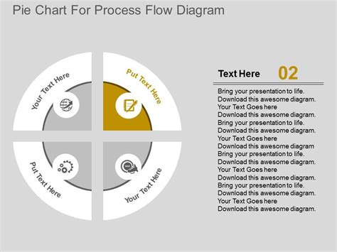 Lr Pie Chart For Process Flow Diagram Flat Powerpoint Design Template Presentation Sample Of