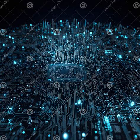 Hardware Digital Processor Circut Hologram Tech Concept Stock