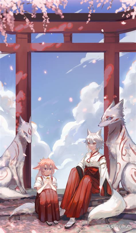 Yae Miko And Kitsune Saiguu Genshin Impact Drawn By Astruma2 Danbooru