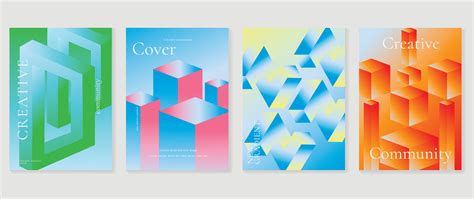 Abstract Gradient Background Vector Set Minimalist Style Cover Template With Vibrant