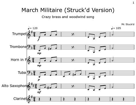 March Militaire Struckd Version Sheet Music For Trumpet Trombone