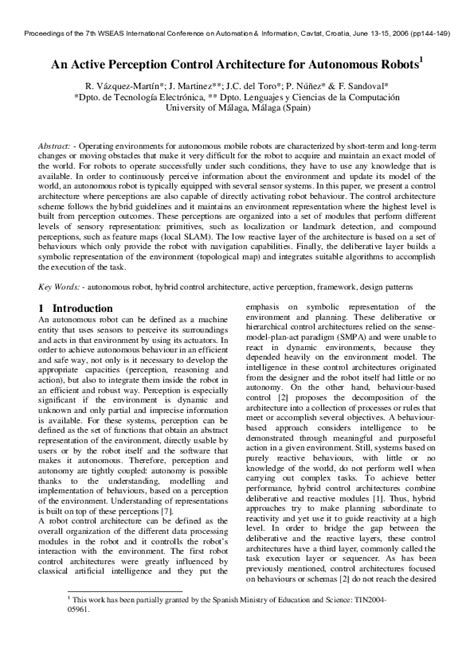 Pdf An Active Perception Control Architecture For Autonomous Robots