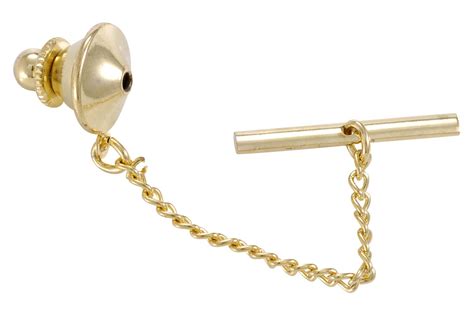 Tie Tack Clutch With Chain Gold Plated Tie Tack Back