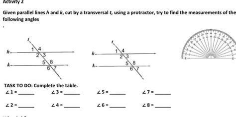 Solved Activity Given Parallel Lines H And K Cut By A Transversal T