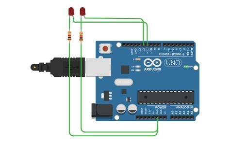 Circuit Design Encendido Y Apagado De 2 Leds Tinkercad