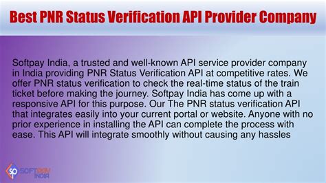 Ppt Softpay Pnr Status Verification Api Company India Powerpoint