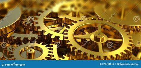 Golden Gears Each Other To Be Together Successful Business And Process