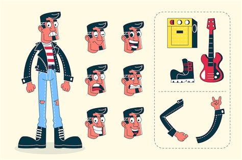 Ilustración De Constructor De Personajes De Dibujos Animados Retro