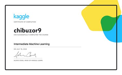 Chibuzor Completed The Intermediate Machine Learning Course On Kaggle
