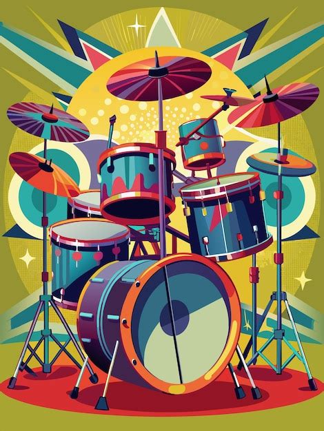 A Poster Of Drums And Drums With A Colorful Background Premium Ai