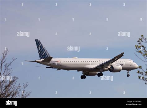 Porter Airlines Embraer Landing At Toronto Pearson Runway 24l Stock