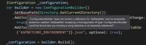 Resolved ConfigurationBuilder Does Not Contain A Definition For