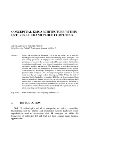 Pdf Conceptual Kms Architecture Within Enterprise 20 And Cloud Computing