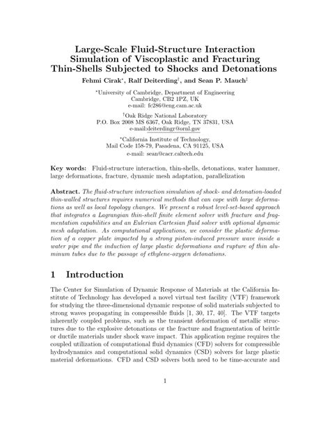 Pdf Large Scale Fluid Structure Interaction Simulation Of
