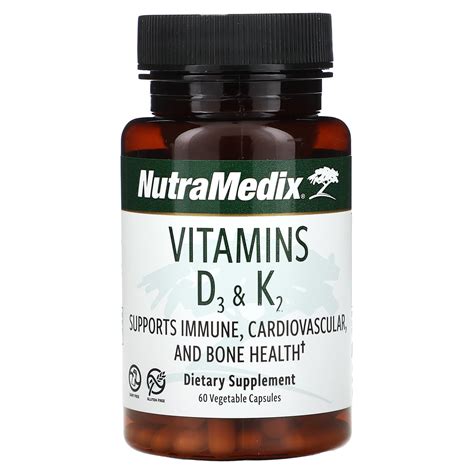 Nutramedix 維生素 D3 和 K2，60 粒素食膠囊