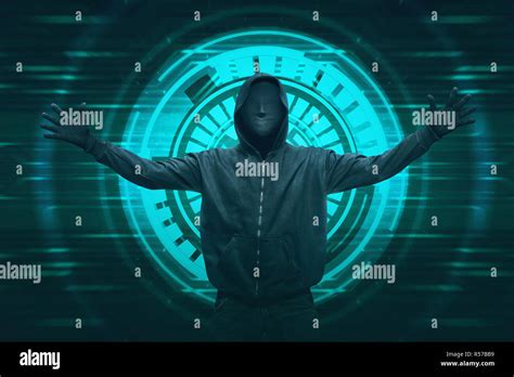 Hooded Hacker With Anonymous Mask Expression Stock Photo Alamy