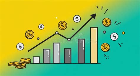 Bar Graph With An Upward Trend Line Showcasing Five Bars Of Varying Heights Stock Illustration