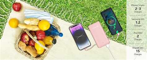 Miisso 10000mah Slim Portable Charger With Built In Cable Power Bank Travel Phone