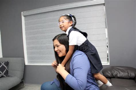 Divorced Single Mom And 4 Year Old Daughter In Uniform Latina Brunette