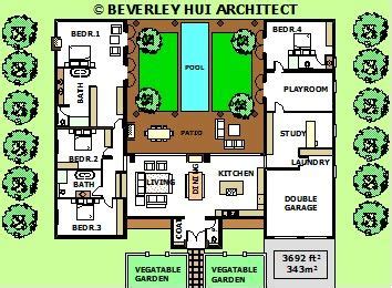 U Shaped House Plans With Pool In The Middle L Shaped House Plans