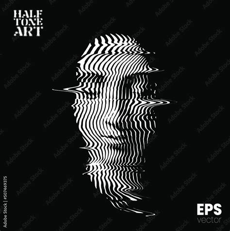 Halftone Art Vector Black And White Illustration From 3d Rendering Of